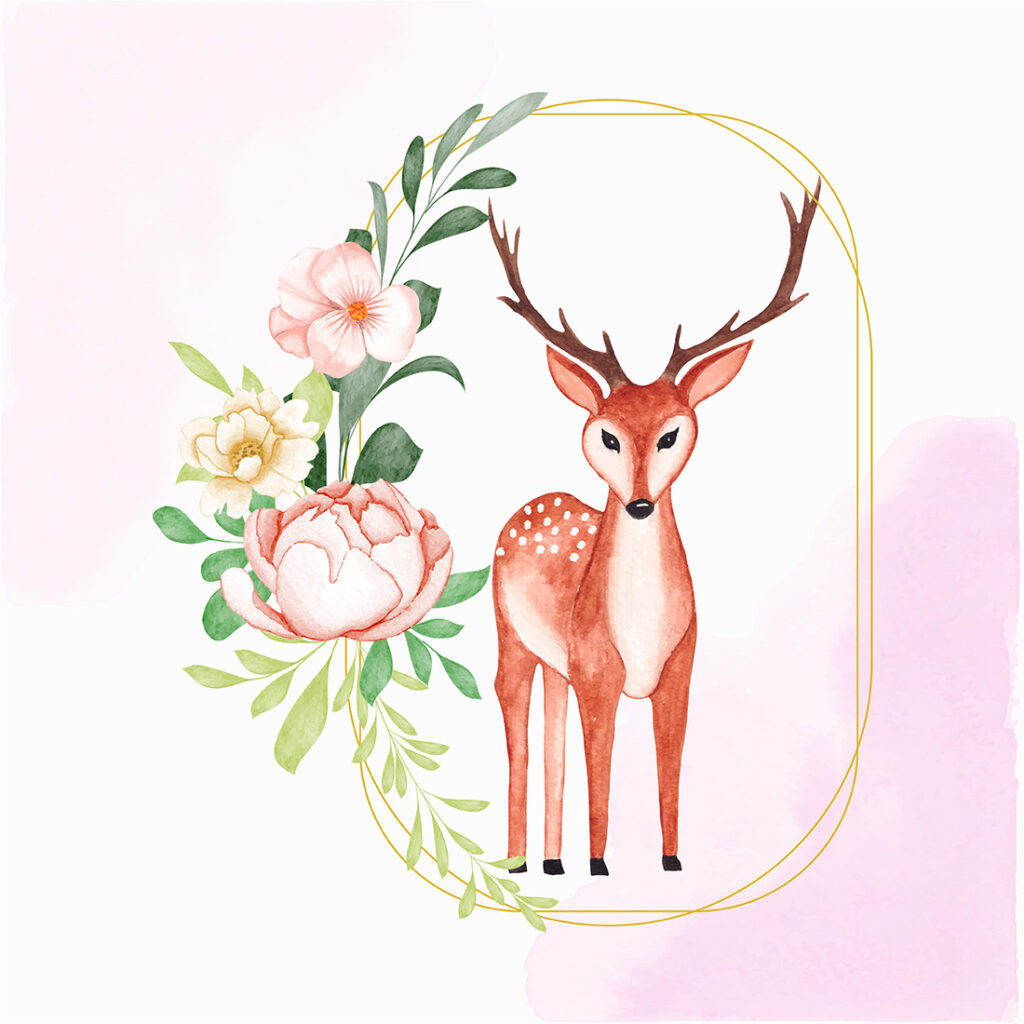 Boho Deer Sublimation, Watercolor Boho Deer Clipart Set - MasterBundles