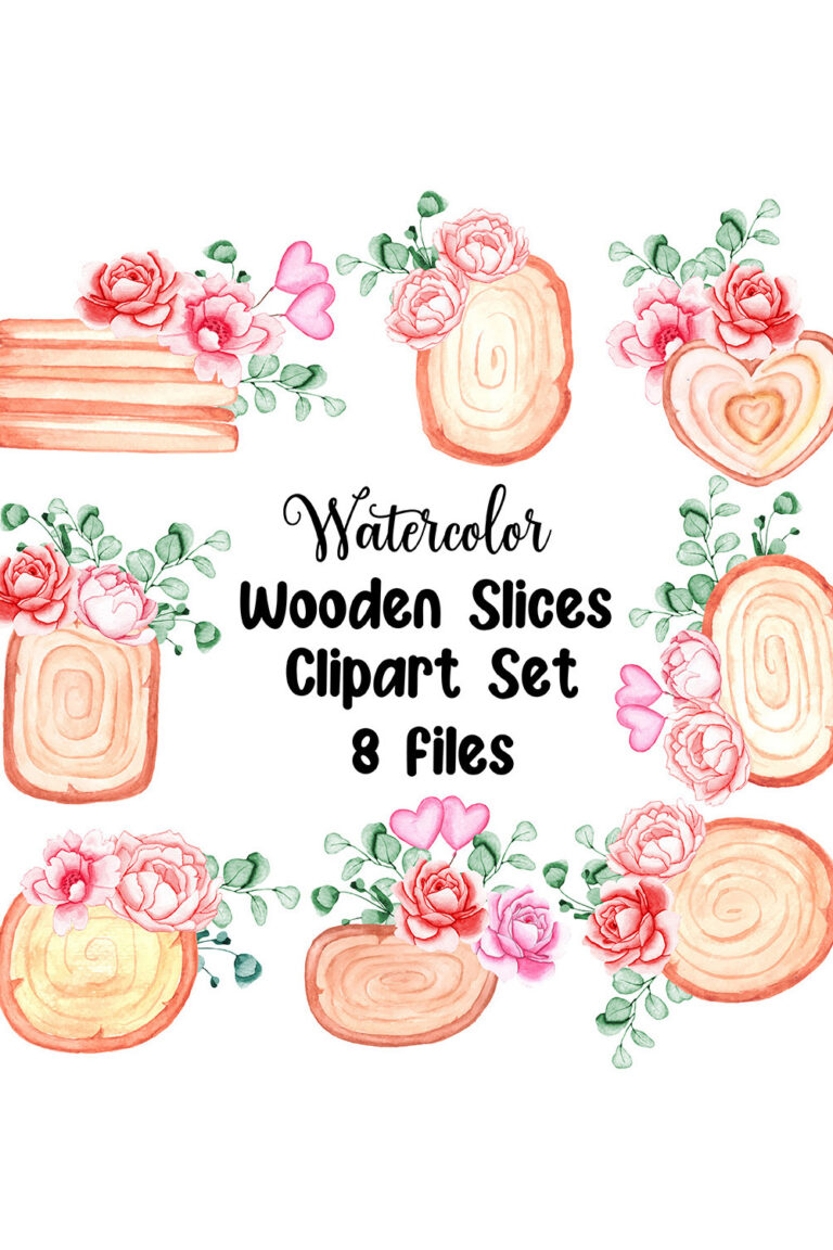 Watercolor Wooden Slice Clipart Set - MasterBundles