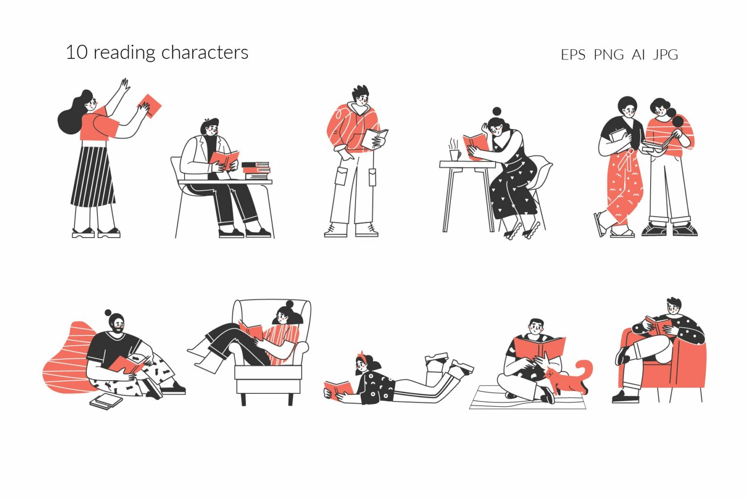 Characters Reading Books – MasterBundles