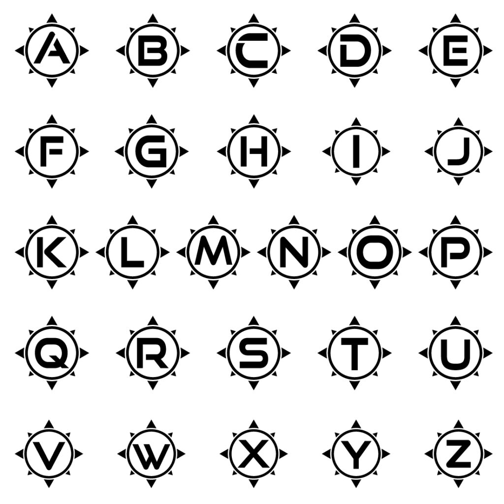 Initial A-Z Monogram Letter Alphabet in a Compass | MasterBundles