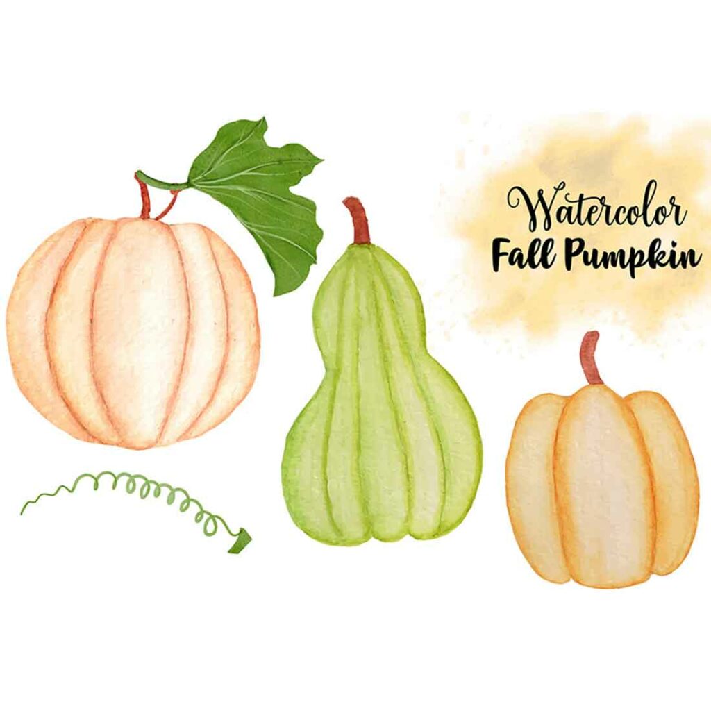 Watercolor Pumpkin Clipart Set - MasterBundles