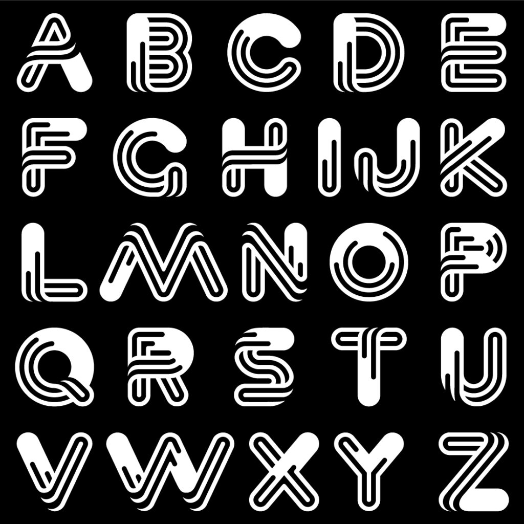Luxury golden color line letters A-Z, Graphic Alphabet Symbol for ...