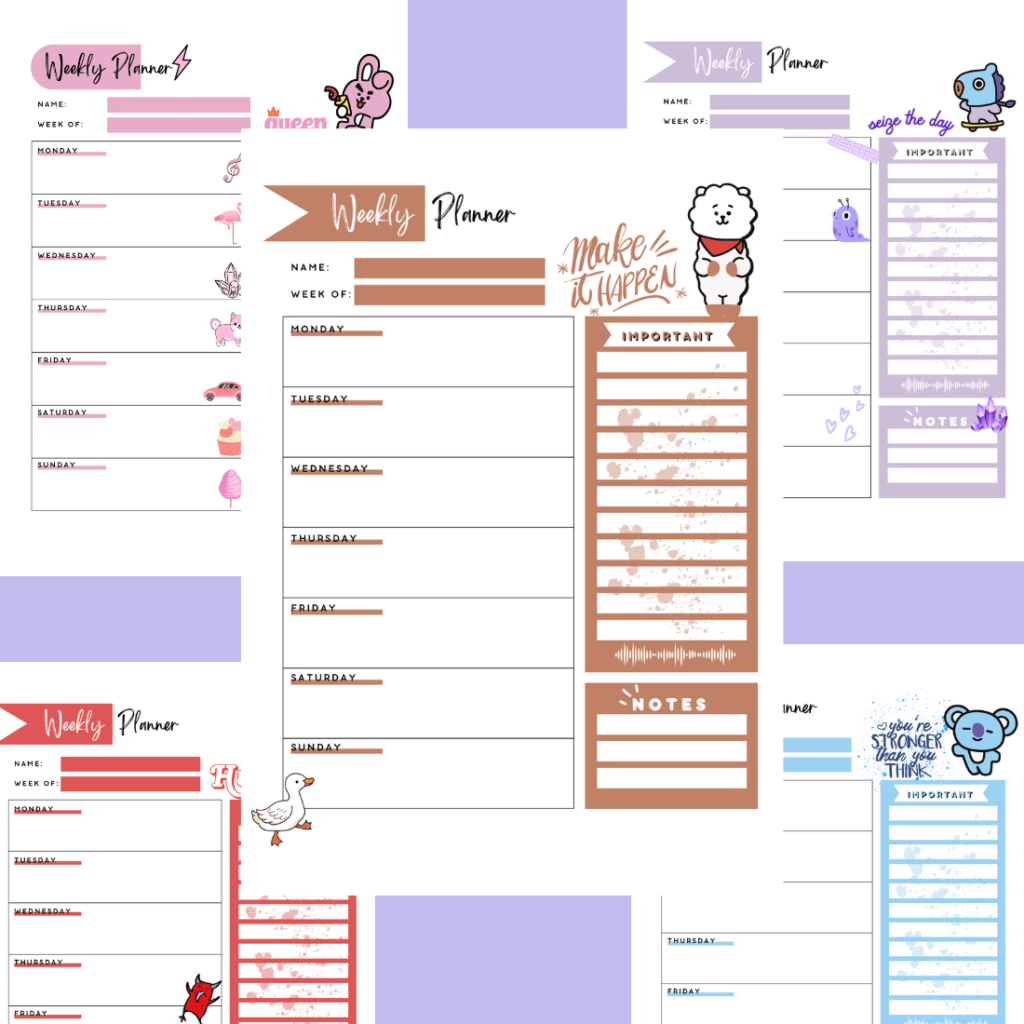 BTS Weekly Planner BT21 Edition - MasterBundles