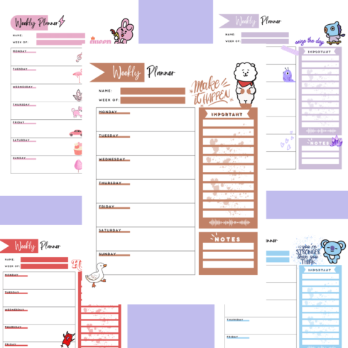 BTS Weekly Planner BT21 Edition - MasterBundles