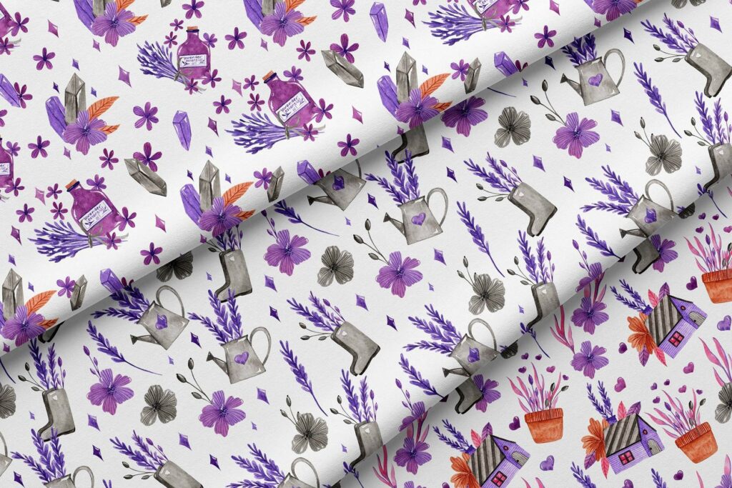 Purple Cottage Lavender Digital Papers | MasterBundles