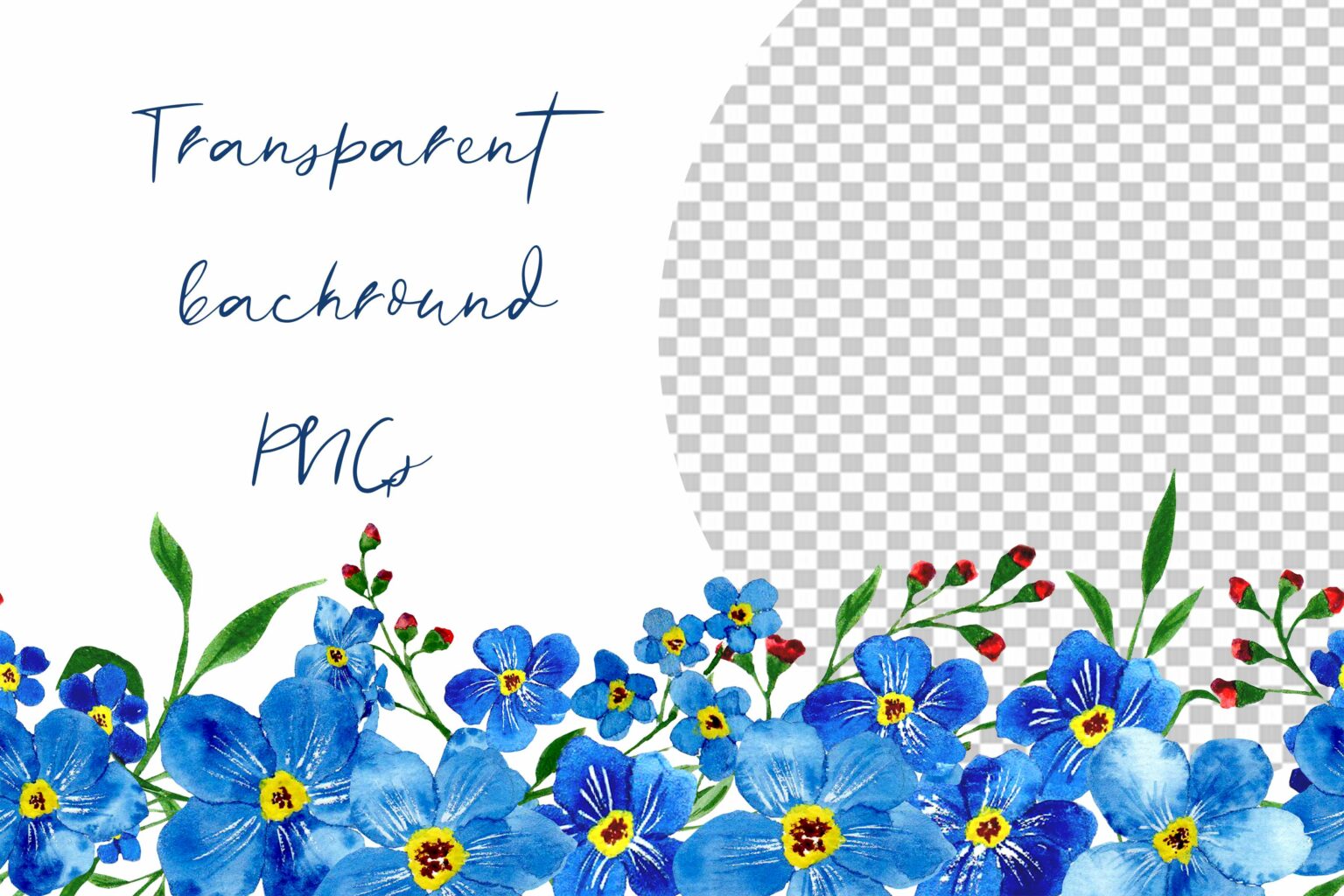 Forget Me Not Florals Seamless Borders - MasterBundles