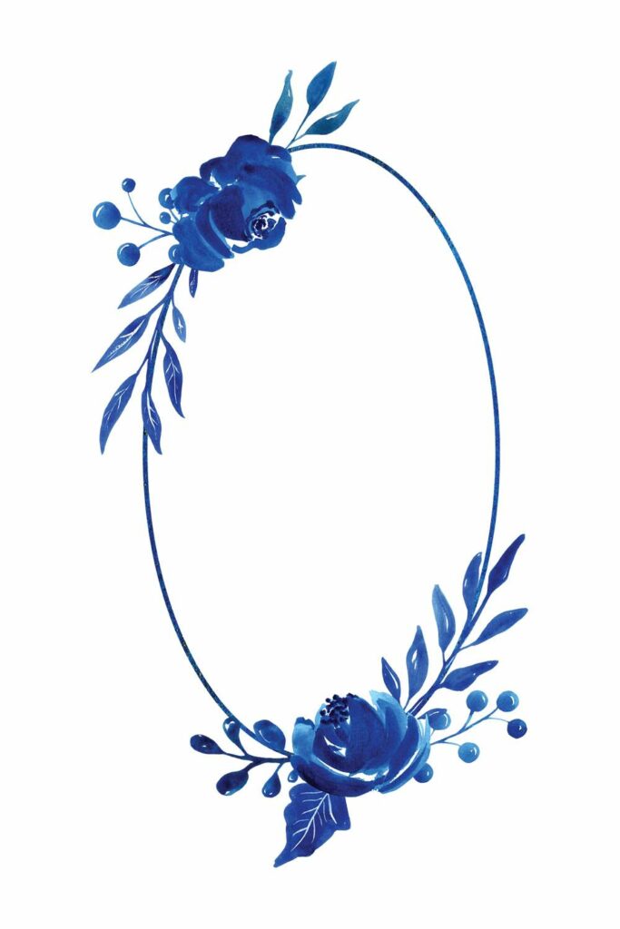 Indigo blue roses premade floral frames - MasterBundles