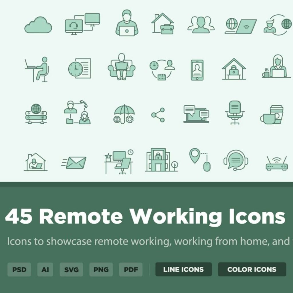 45 Remote Working Icons – MasterBundles