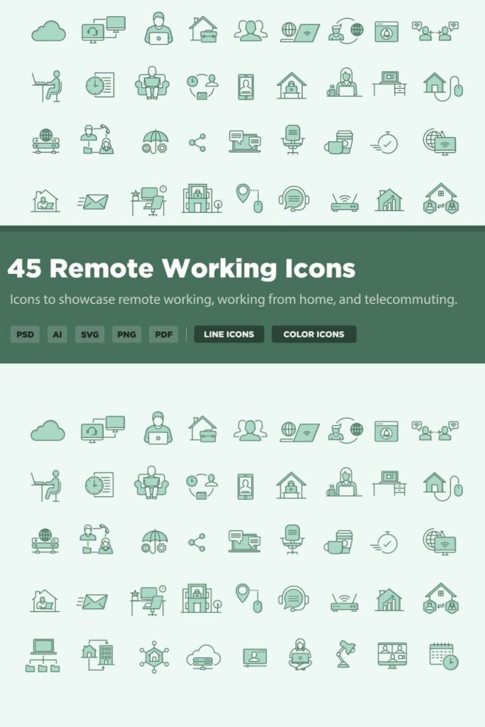 45 Remote Working Icons – MasterBundles