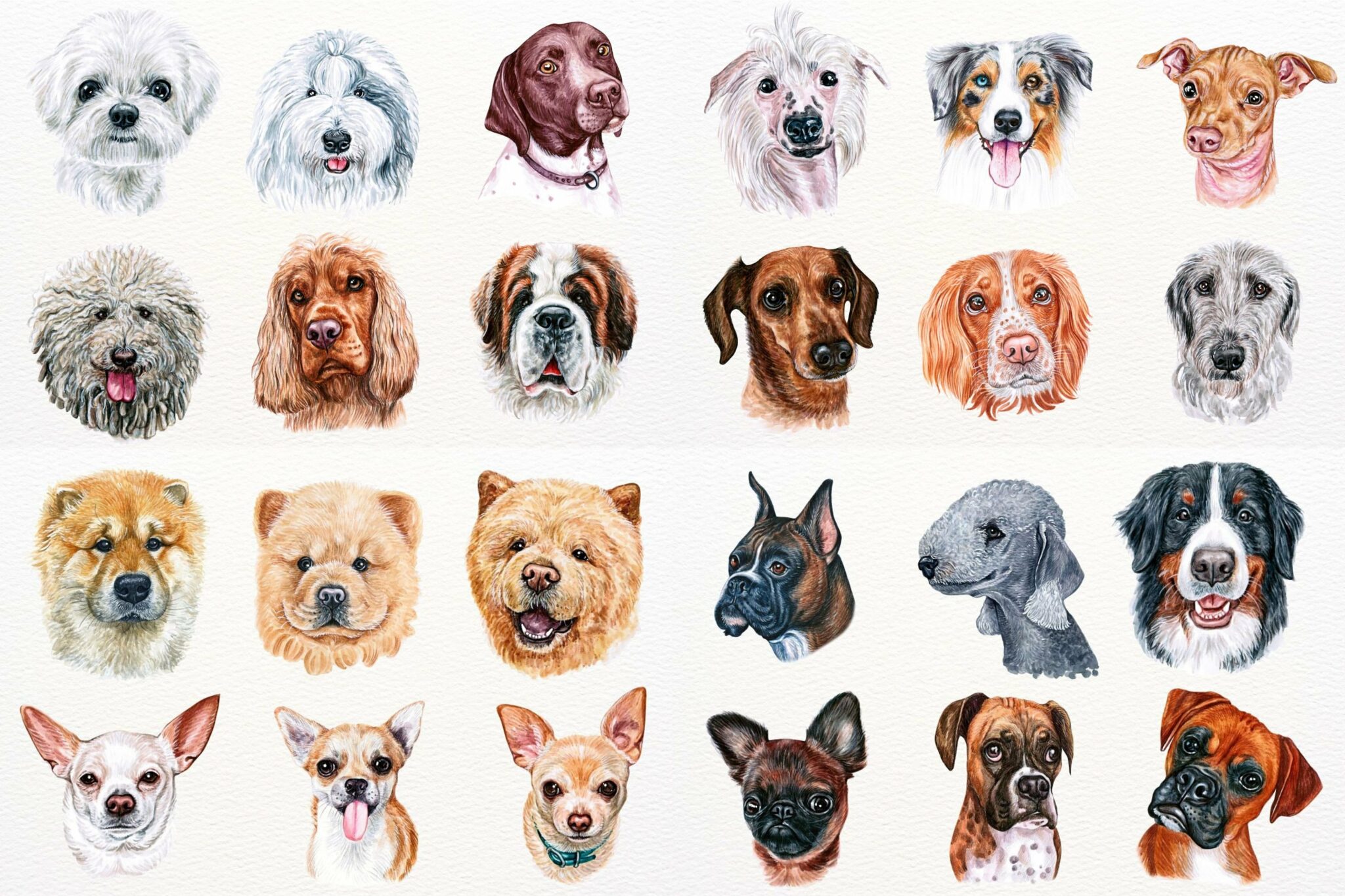 70+ Watercolor Dog Breeds – MasterBundles