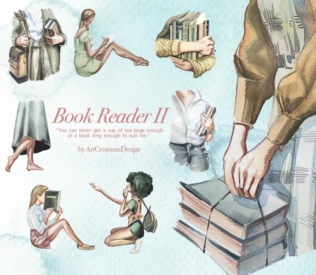Watercolor Book Reader II Clipart – MasterBundles