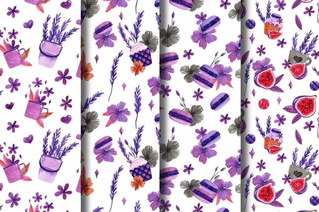 Purple Cottage Lavender Digital Papers | MasterBundles