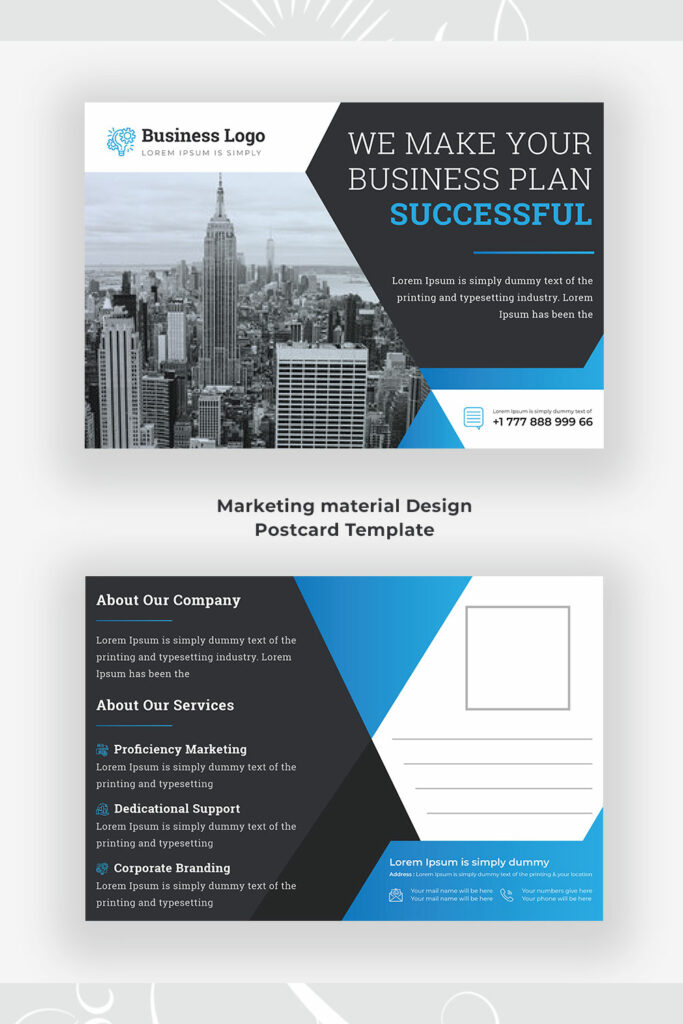 Corporate Marketing Material Design – Postcard Template | MasterBundles