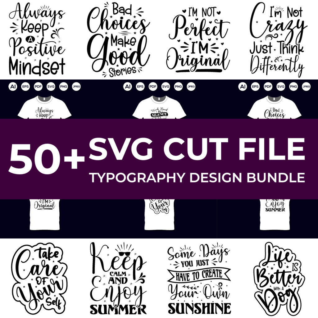 50+ Typography SVG T-Shirt Design Bundle - MasterBundles