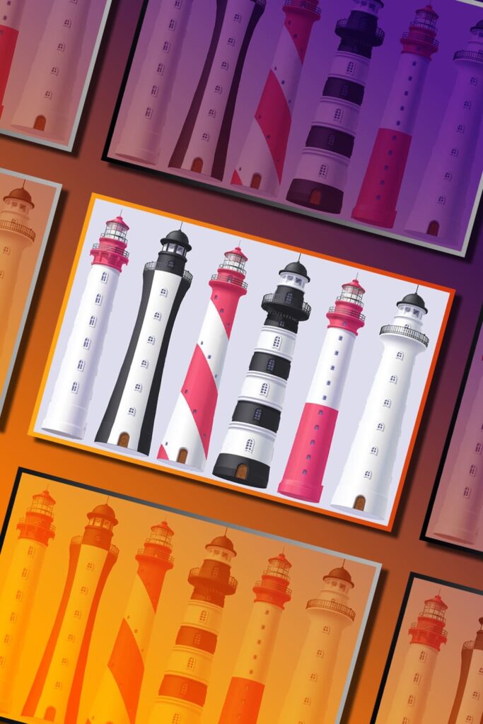 Vector Outline Lighthouse Beacon Set – MasterBundles