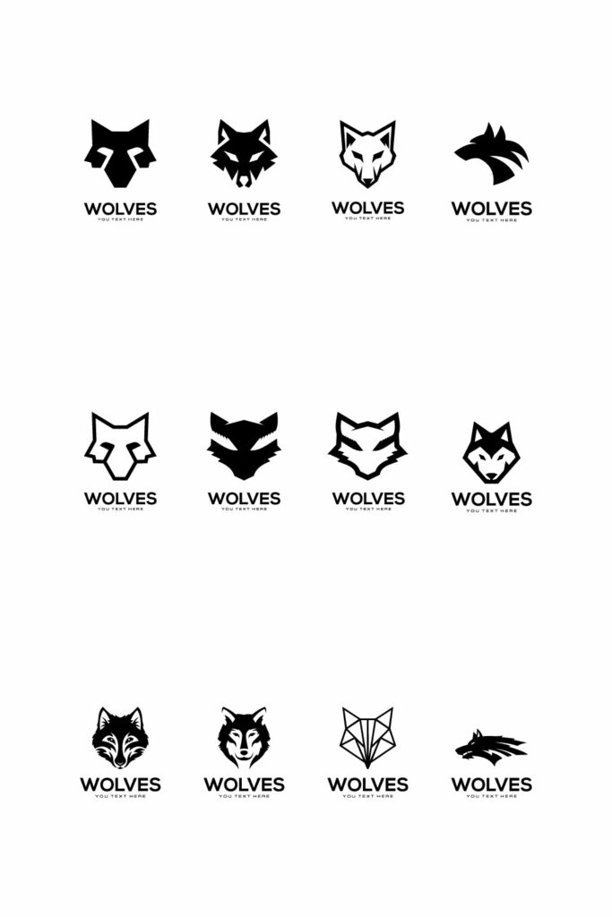 Set of Head Wolf Logo Vector | MasterBundles