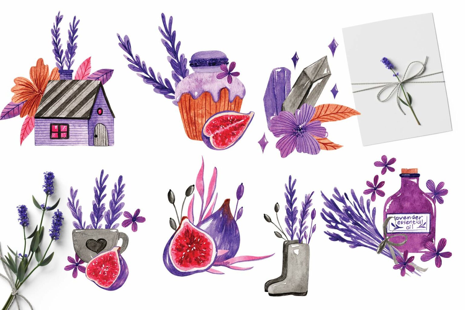 Lavender Spring Watercolor Clipart Set - MasterBundles