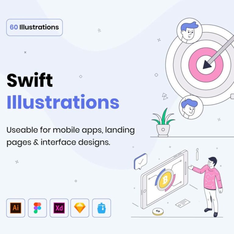 60 Perfect Swift Illustrations – MasterBundles