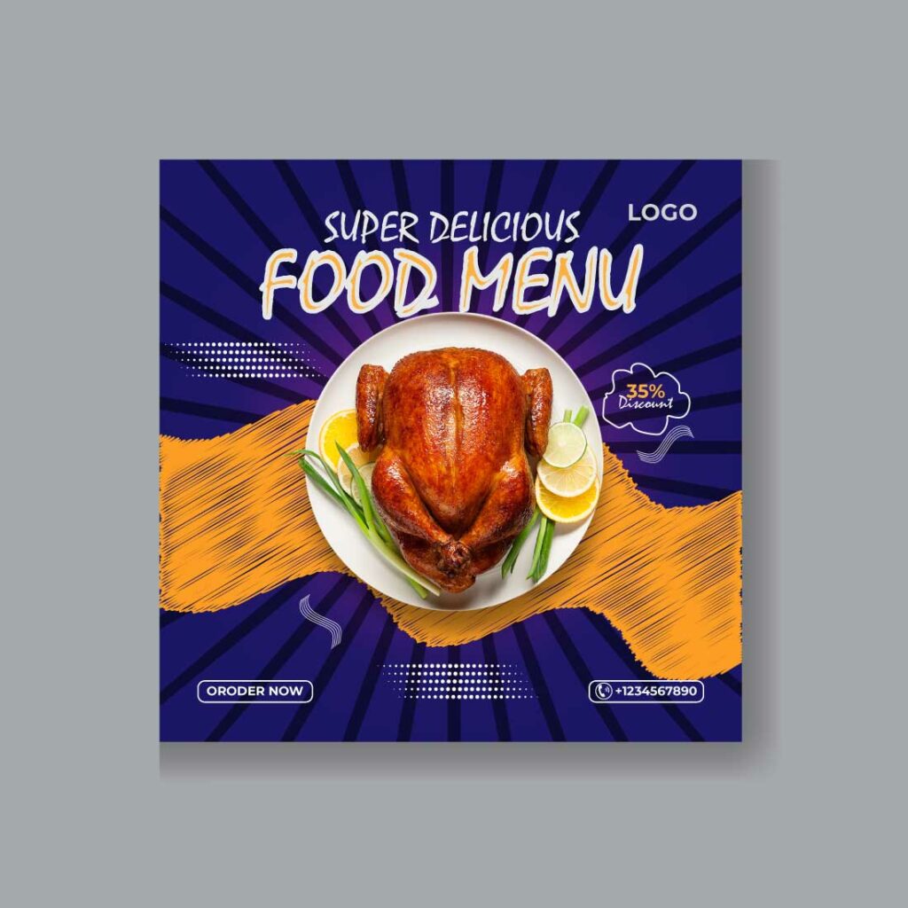 Delicous Food Social Media Post Template - MasterBundles