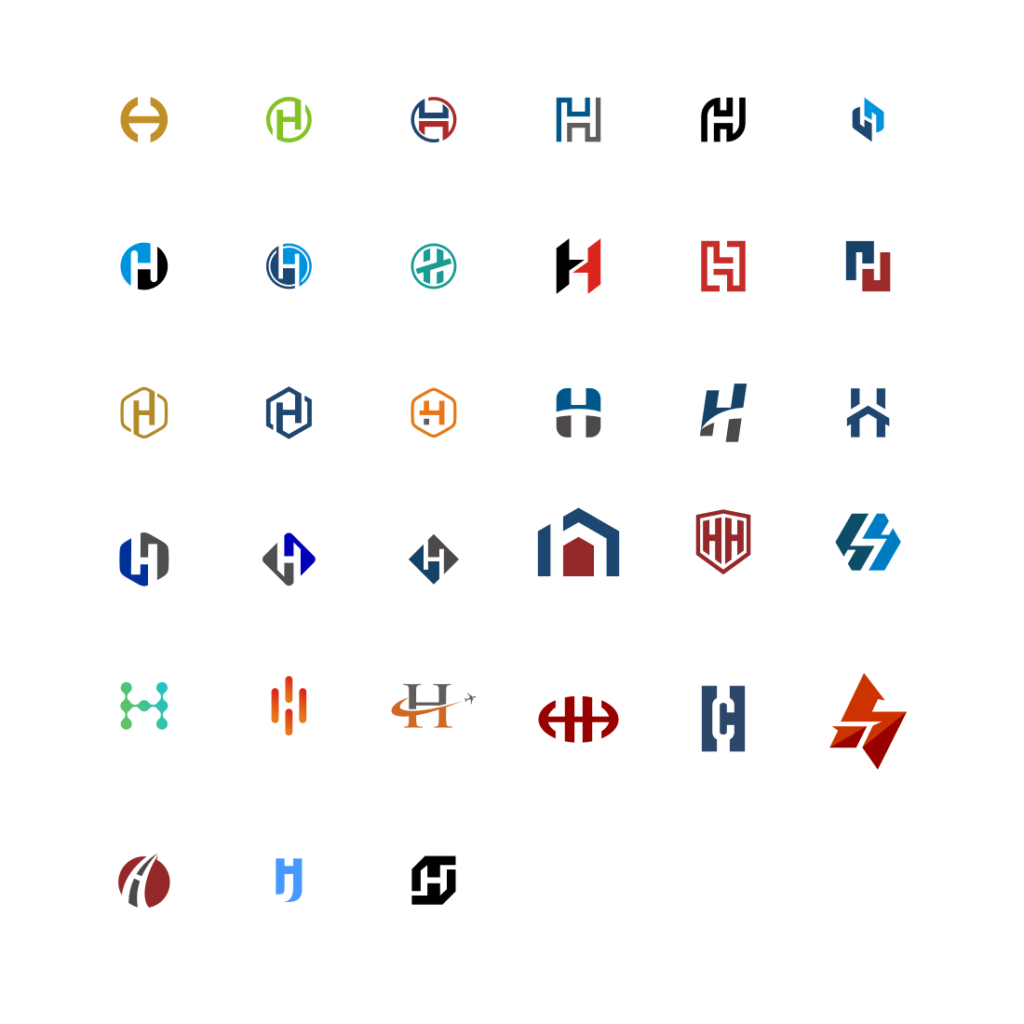 set of initial letter H logo design vector | MasterBundles
