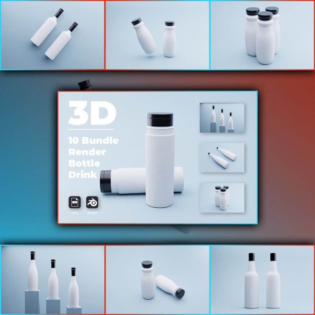 10 Bundle 3D Render Drink Bottle – MasterBundles
