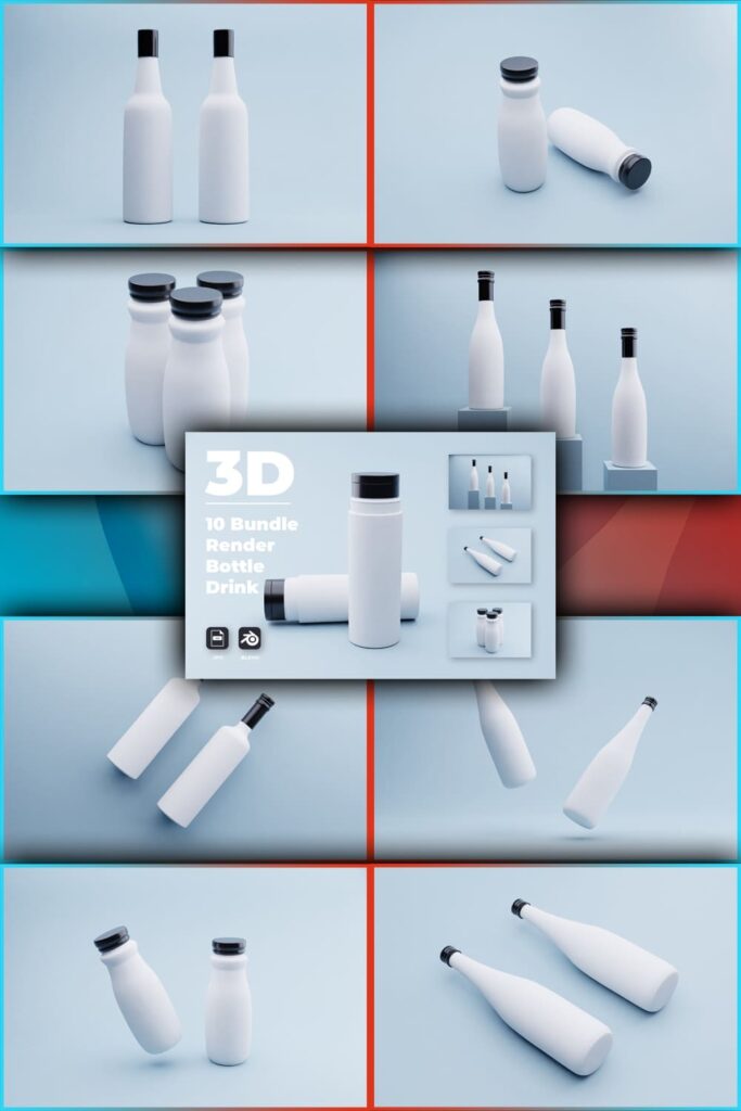 10 Bundle 3D Render Drink Bottle – MasterBundles