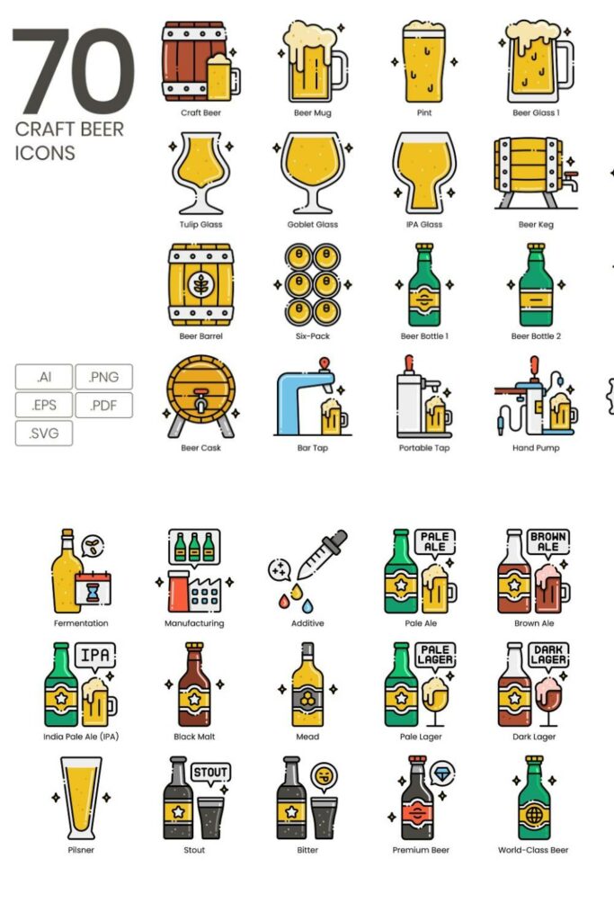 70 Craft Beer Icons - Aesthetics – MasterBundles