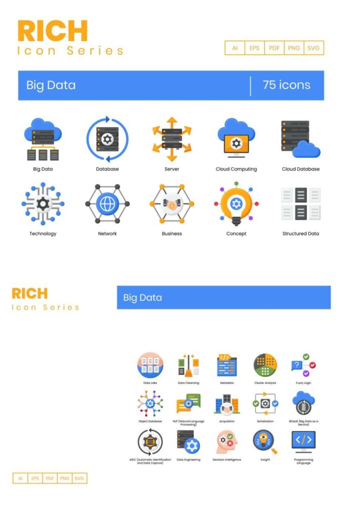 75 Big Data Icons | Rich – MasterBundles