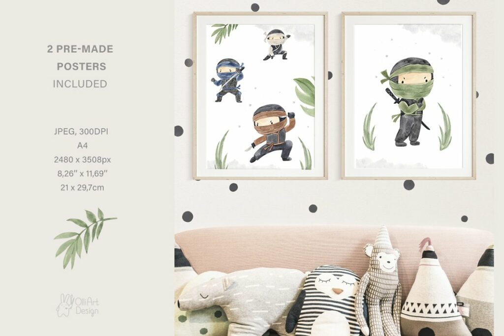 Ninja. Watercolor Clipart – MasterBundles