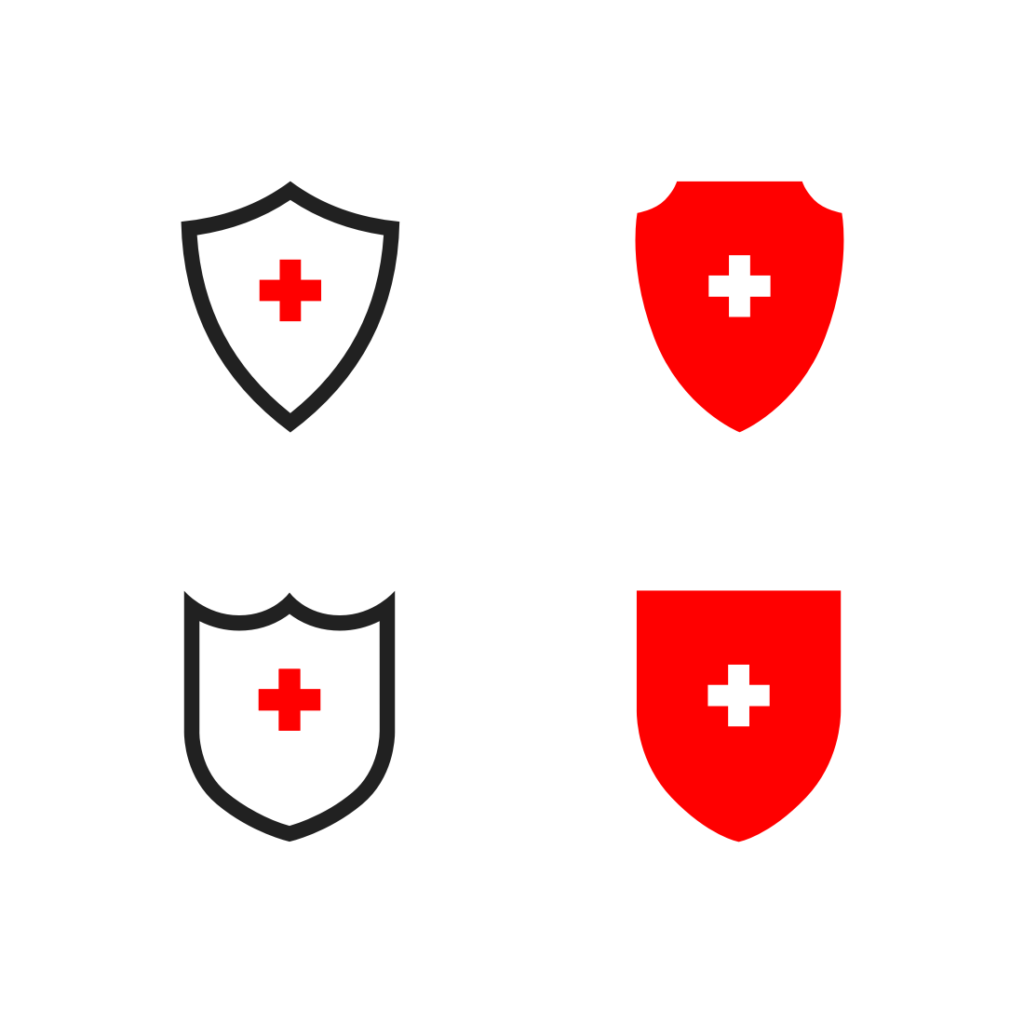 shield plus logo design vector | MasterBundles