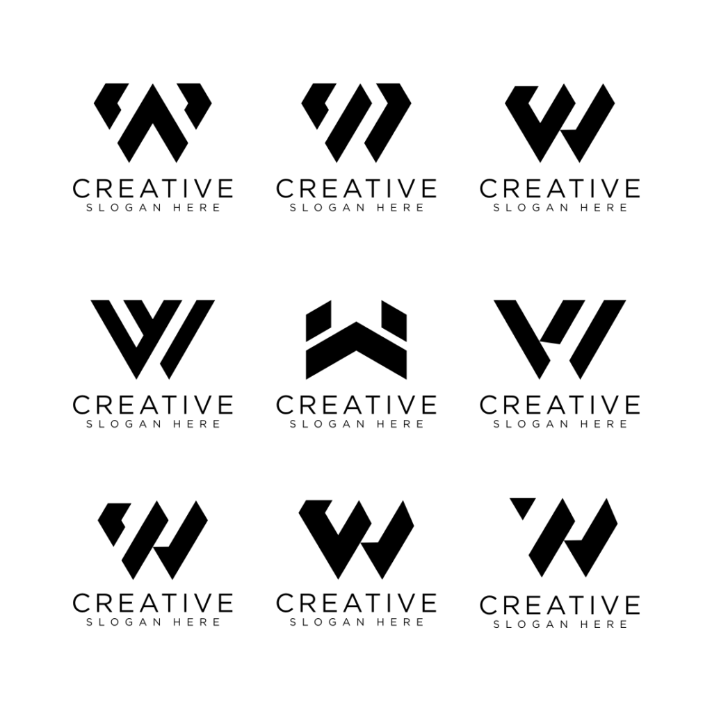 initiall set logo w logo design vector | MasterBundles