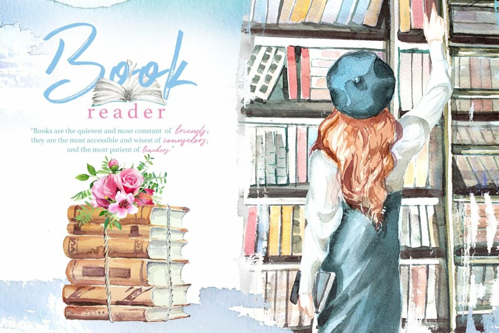 Watercolor Book Reader Clipart Set – MasterBundles