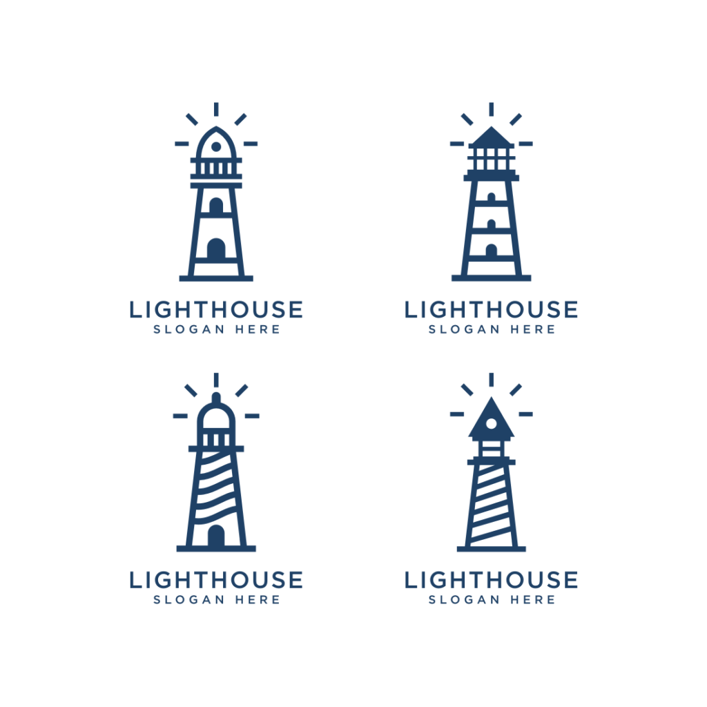 set of lighthouse logo design vector | MasterBundles