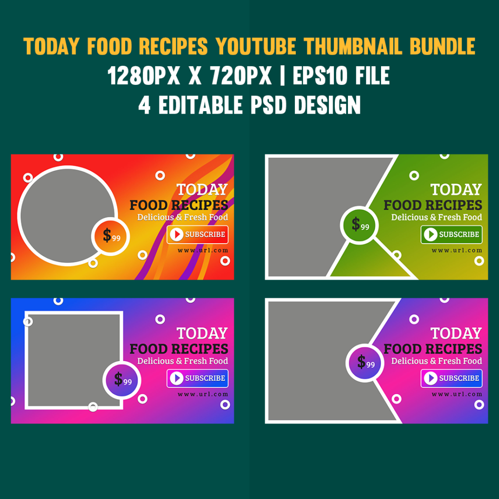 Today Food Recipes Youtube Thumbnail Bundle | MasterBundles