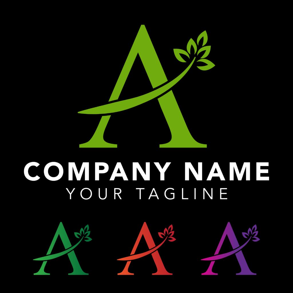 Letter a Logo Design with Leaf - MasterBundles