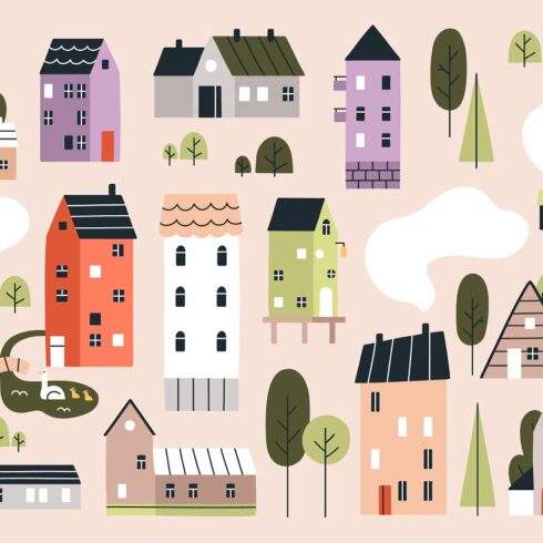 Cute Abstract Tiny Houses Set – MasterBundles