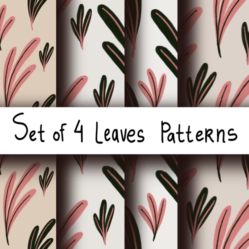 Set of 4 Leaves Patterns | MasterBundles