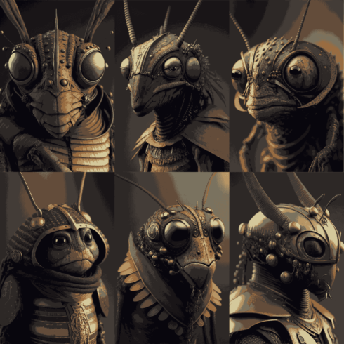 Exclusive Collection of 5 Warrior Insect Characters | MasterBundles