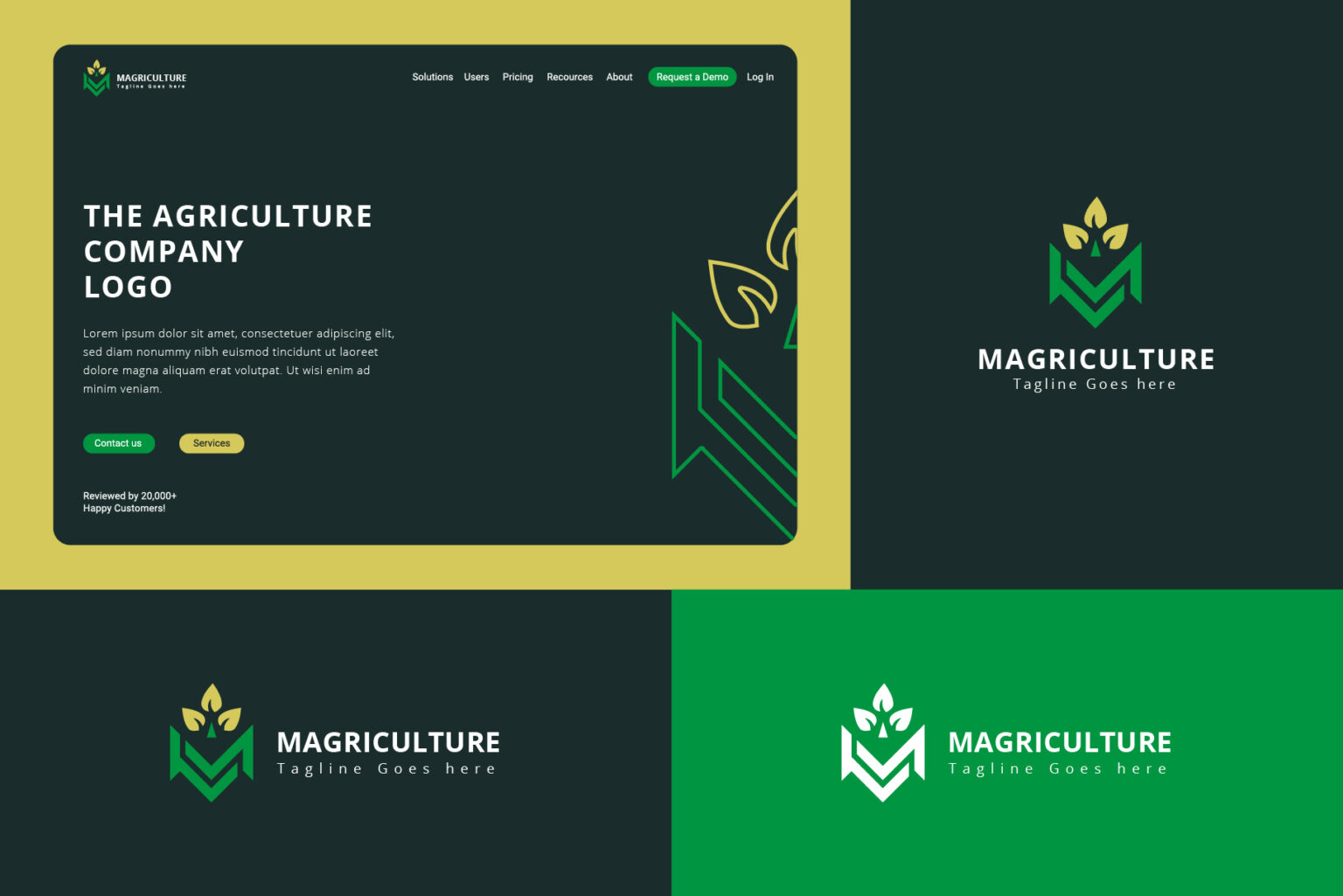 M Letter | Tree | Agriculture Logo - MasterBundles