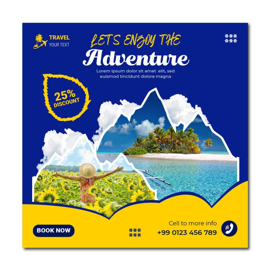 Travel and Tourism Social Media Post Designs - MasterBundles