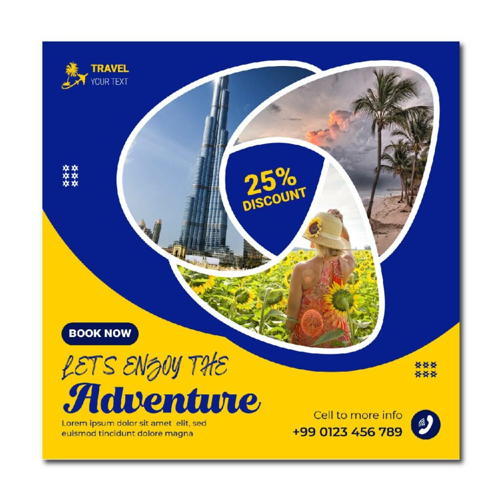 Travel and Tourism Social Media Post Designs - MasterBundles