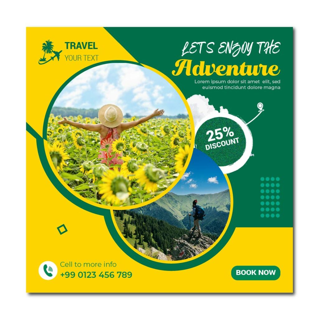 Travel and Tourism Social Media Post Designs Template Bundle ...