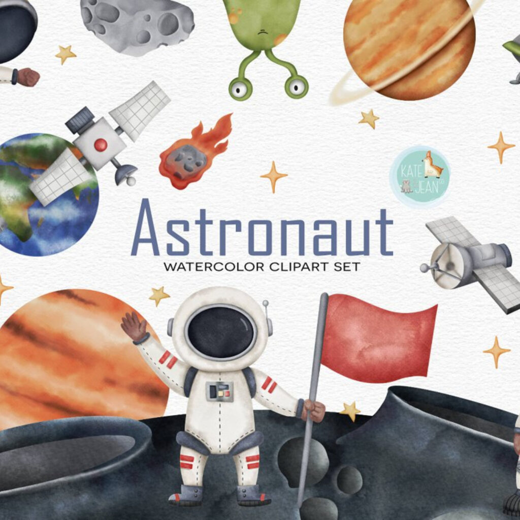 Astronaut Watercolor Clipart – MasterBundles
