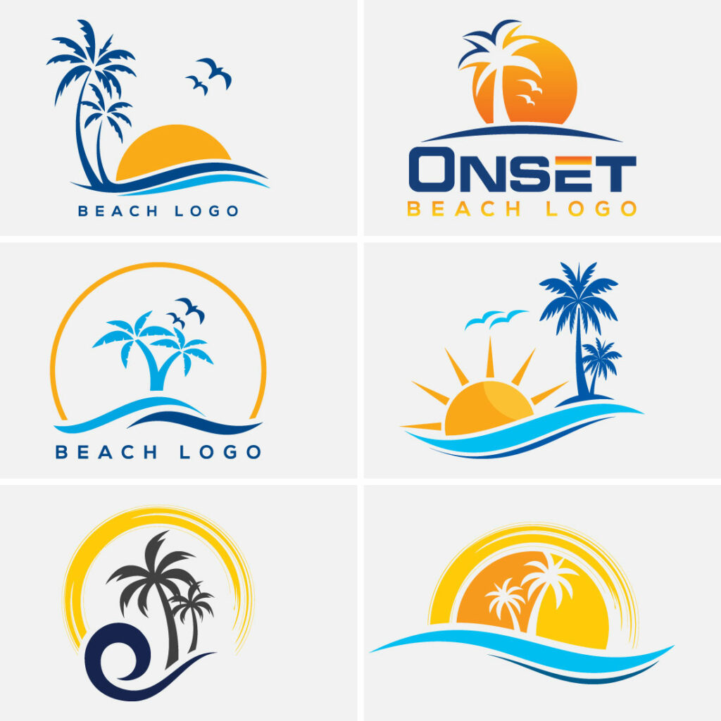 Simple Modern Unique Tropical Beach Logo Vector - MasterBundles
