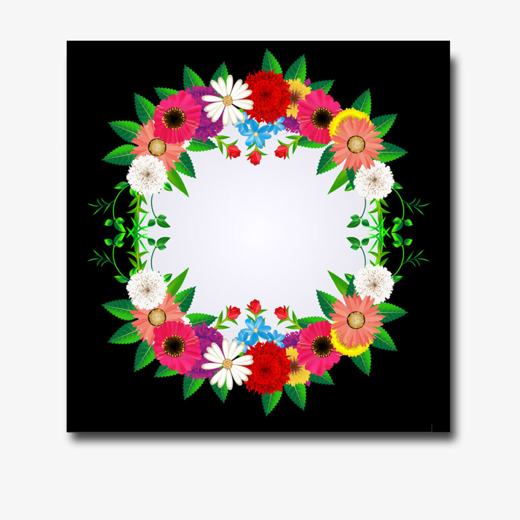 Beautiful realistic circle flowers bunch card design vector on white ...