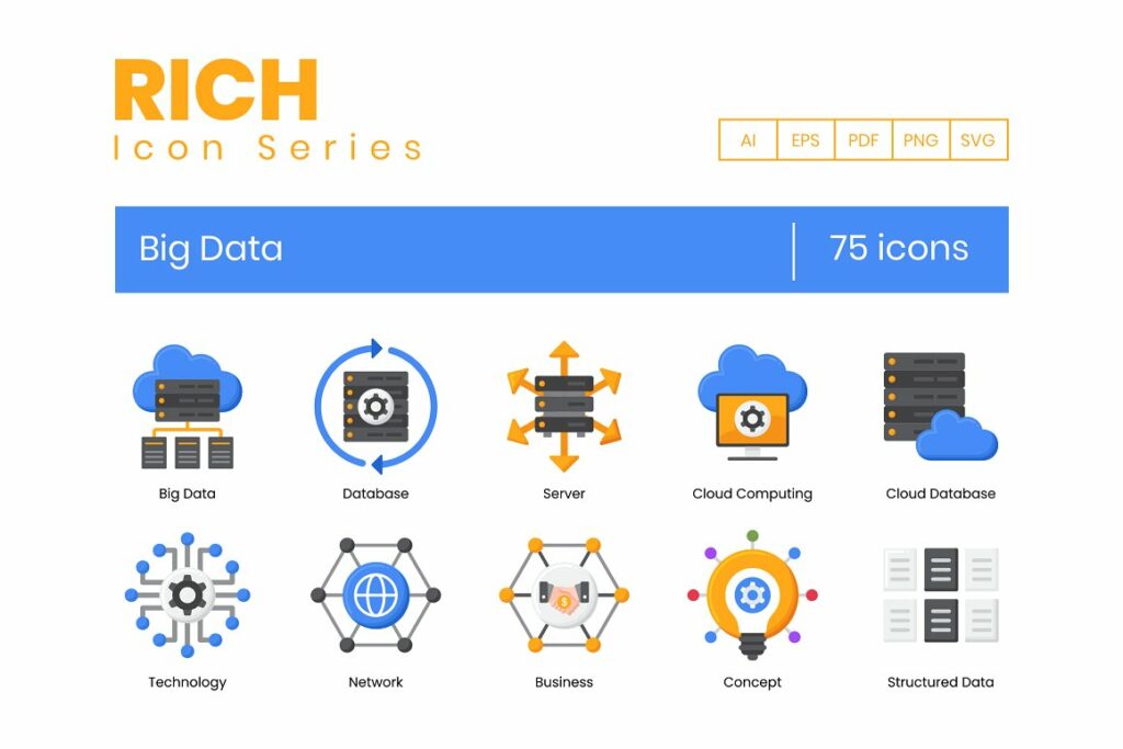 75 Big Data Icons | Rich – MasterBundles