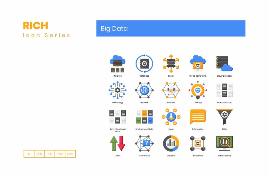 75 Big Data Icons | Rich – MasterBundles