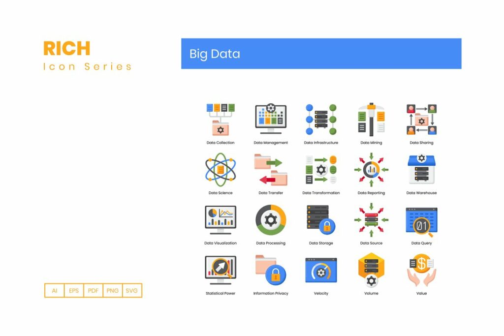 75 Big Data Icons | Rich – MasterBundles