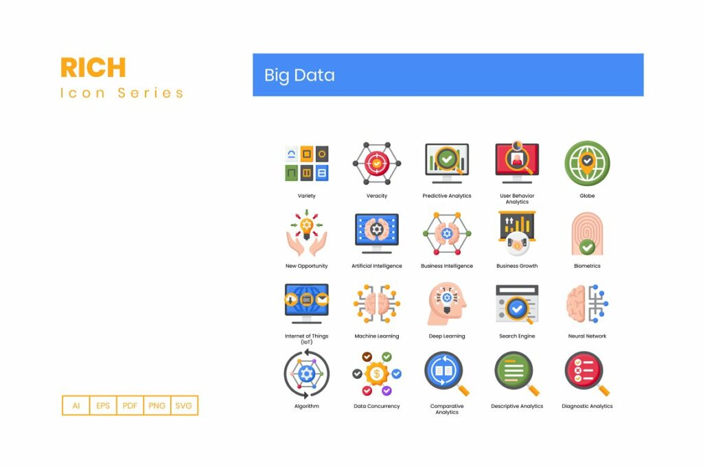 75 Big Data Icons | Rich – MasterBundles