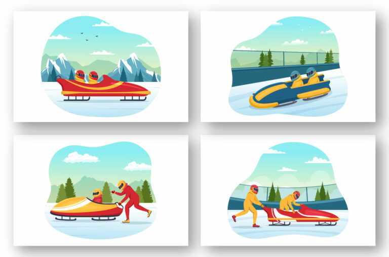 11 Bobsleigh Sport Illustration - MasterBundles
